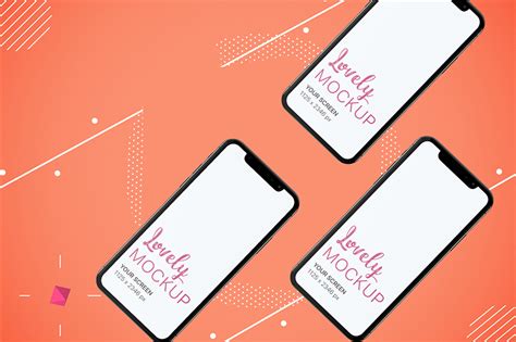 Mockup Of Three IPhone And An Abstract Background Lovely Mockups