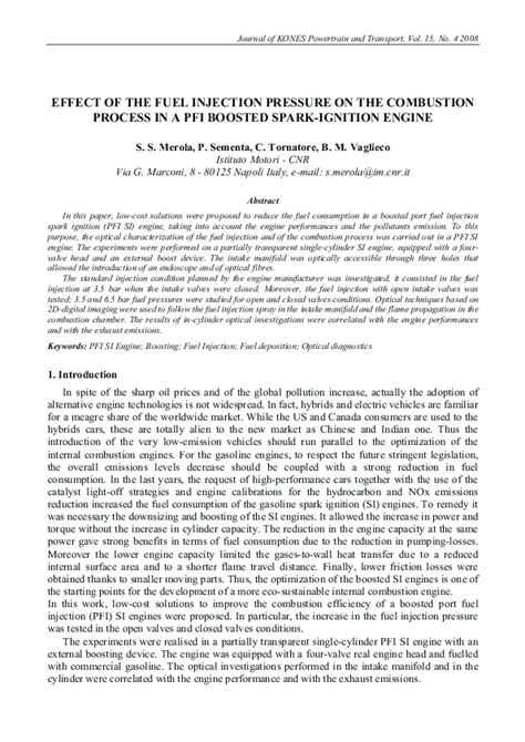 Pdf Effect Of The Fuel Injection Strategy On The Combustion Process In A Pfi Boosted Spark