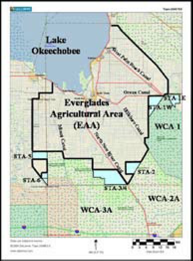 Map Of The Everglades Agricultural Area Eaa And Surrounding