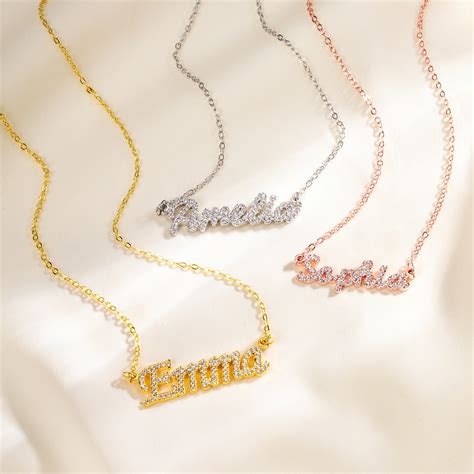 Personalized Dainty Pave Name Necklace Custom Name Pendant Necklace