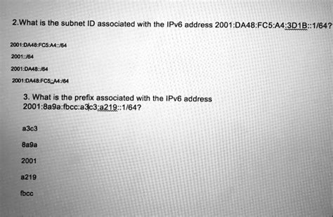What Is The Subnet ID Associated With The IPv Address DA FC A D B DA