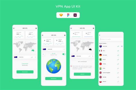 vpn app ui kit graphic by betush · creative fabrica