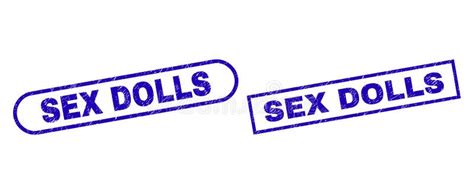 Sex Dolls Blue Rectangle Stamp Seal With Corroded Texture Stock Vector