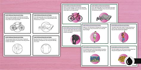 Grade 4 Addition And Subtraction Challenge Cards Twinkl