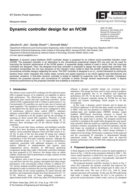 A Dynamic Controller Design For Indirect Vector Controlled Induction