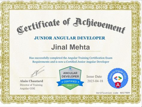 Jinal Mehta On Linkedin Certified Angular Developer Level 1 Thank You