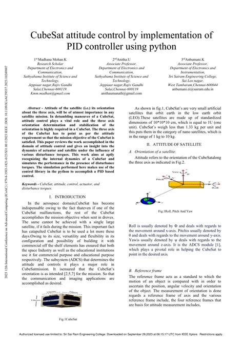 (PDF) CubeSat attitude control by implementation of PID controller using python