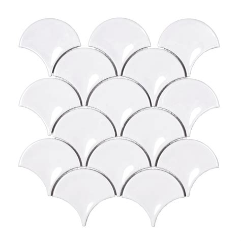 White Gloss Shell Tiles Cotton White Porcelain Mosaic Tile