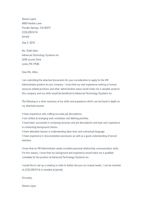 Hr Administrator Application Letter Templates At
