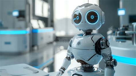 Friendly Robot In A High Tech Laboratory Stock Image Image Of Robots Cute 315662669