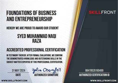 Syed Muhammad Naqi Raza On Linkedin Entrepreneurship Businessfoundations Skillfront