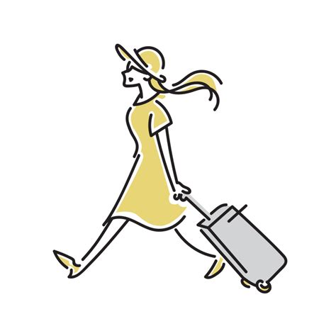 旅行する女性のイラスト
