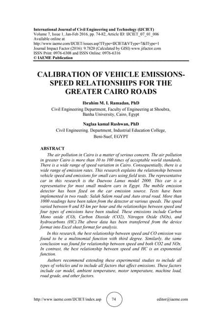 Calibration Of Vehicle Emissions Speed Relationships For The Greater