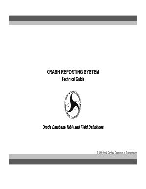 Fillable Online Nhtsa Tsis North Carolina Crash Data Definitions Traffic Records Fax Email