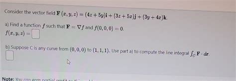 Solved Consider The Vector Field Chegg