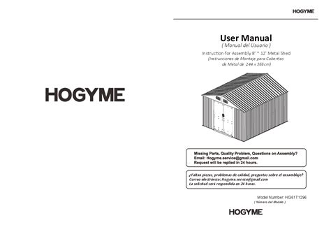 Assembly Instructions For 8 12 Metal Shed User Manual