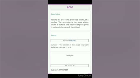 Excel Formulamicrosoft Excel Formulaacosnumberms Excel Formulamicrosoft Office Youtube