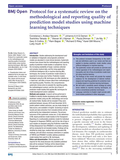 Pdf Protocol For A Systematic Review On The Methodological And