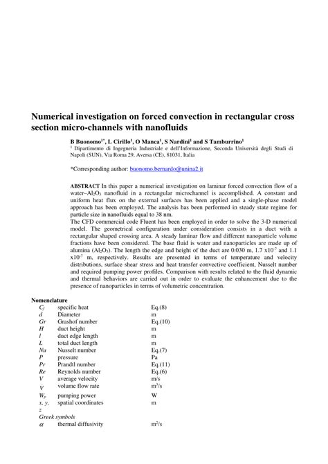 Pdf Numerical Investigation On Viscous Dissipation Effect In Forced Convection In Rectangular