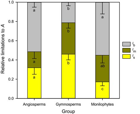 Relative Photosynthetic Limitations In Species Belonging To Different
