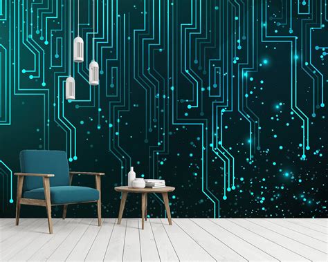 Abstract Circuit Wall Mural Digital Art Technology Wallpaper Electronic