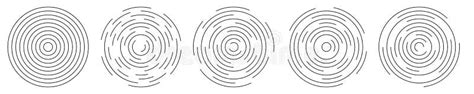 Set Of Circular Ripple Symbols Concentric Circles With Broken Lines