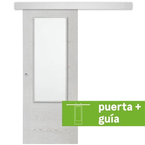 Pack Puerta De Interior Corredera Con Cristal Incluido Hueca Basic