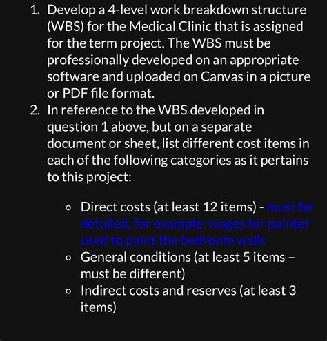 Solved Develop A Level Work Breakdown Structure WBS For Chegg