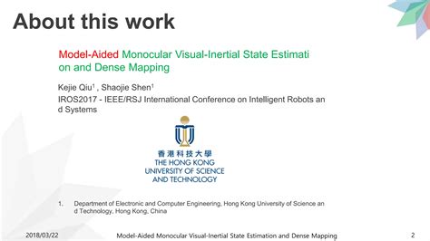 research note model aided monocular visual inertial state estimation