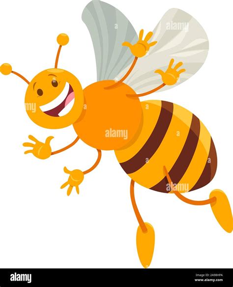 Cartoon Illustration Of Funny Honey Bee Insect Comic Animal Character