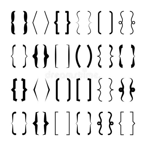 Text Brackets Collection Black Quotation Box Curly Square And Corner