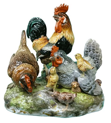 Фарфоровая скульптура Петух с семейством Meissen