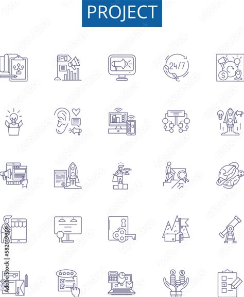 Project Line Icons Signs Set Design Collection Of Development
