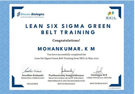 Mohankumar Km On Linkedin Certified Lssgb