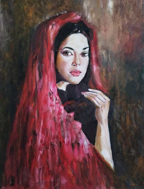 Картина «Девушка в красном платке Холст Масло 2023 г