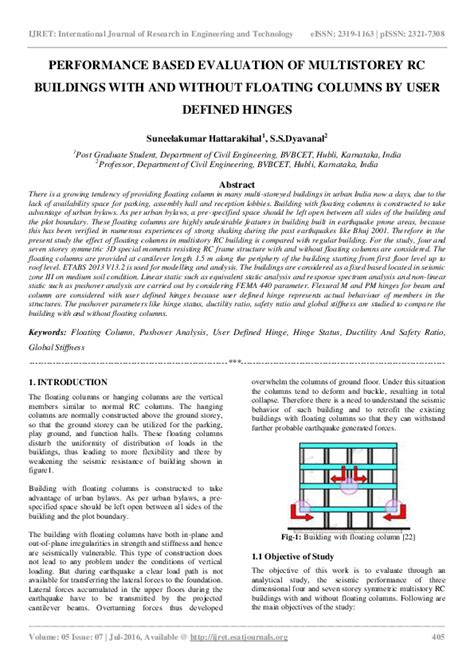 Pdf Performance Based Evaluation Of Multistorey Rc Buildings With And Without Floating Columns