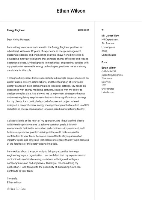18 Energy Engineer Cover Letter Examples And Templates For 2025