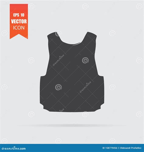 Bulletproof Vest Icon In Flat Style Isolated On Grey Background Stock