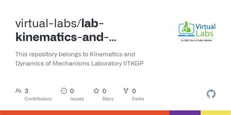 GitHub Virtual Labs Lab Kinematics And Dynamics Of Mechanisms Iitkgp This Repository Belongs