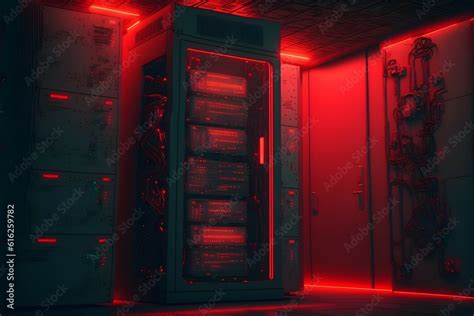 Red Server Room Realistic Highly Detailed Rendered Octane Maxon Cinema 4d Unreal Engine