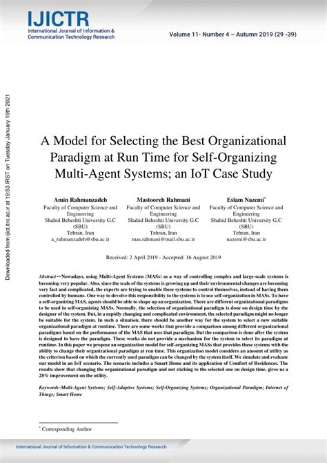 pdf a model for selecting the best organizational paradigm at run