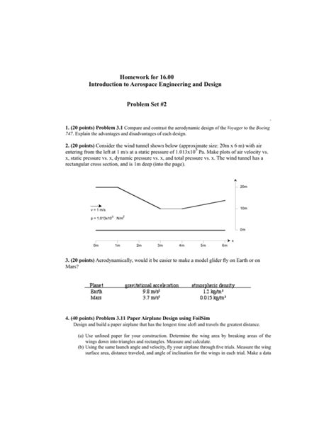 Homework For 1600 Introduction To Aerospace Engineering And Design