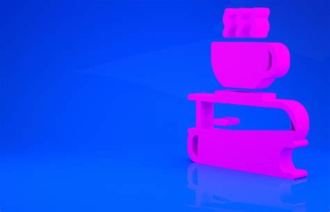 분홍색 커피 컵과 파란색 배경에 고립 된 책 아이콘 차 컵 뜨거운 음료 커피 미니멀리즘 개념 3d 일러스트레이션 3d 렌더링 3차원 형태에 대한 스톡 사진 및 기타 이미지