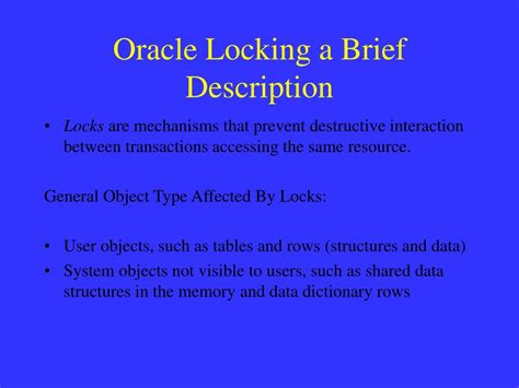 Ppt Oracle Locking Powerpoint Presentation Free Download Id141955