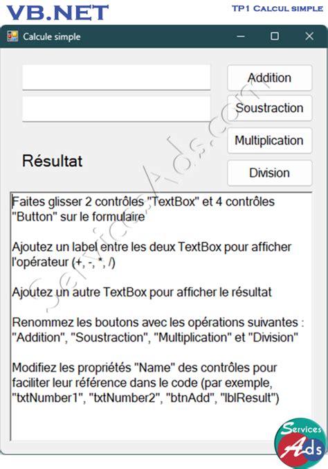 Comment Effectuer Un Calcul Simple En Visual Basic Net