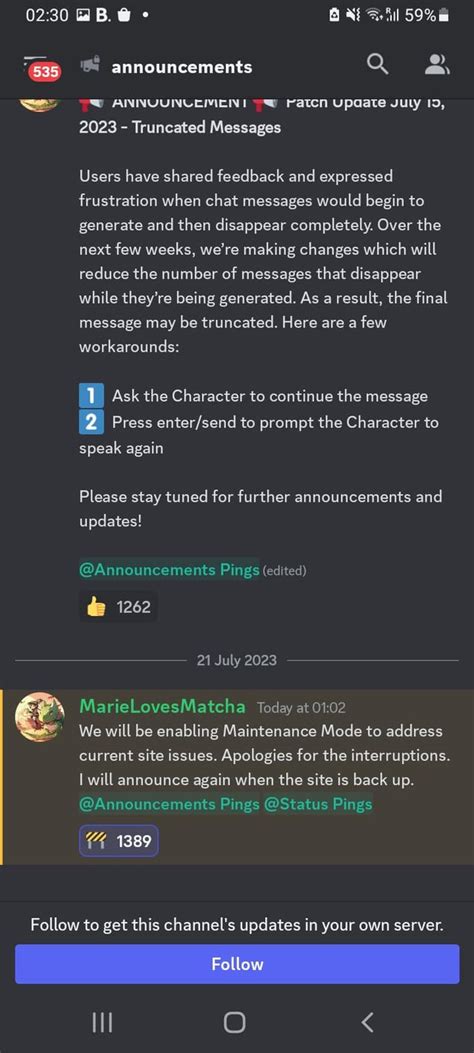 Discord Update R Characterai