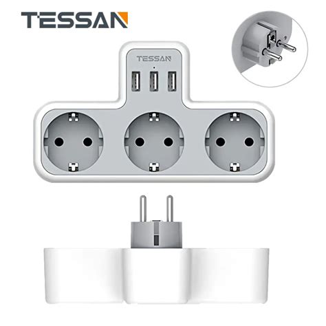 Tessan Eu 표준 플러그 확장 전원 스트립 3 Ac 콘센트 3 Usb 충전 포트 유럽 플러그 벽 소켓 어댑터 홈 Aliexpress