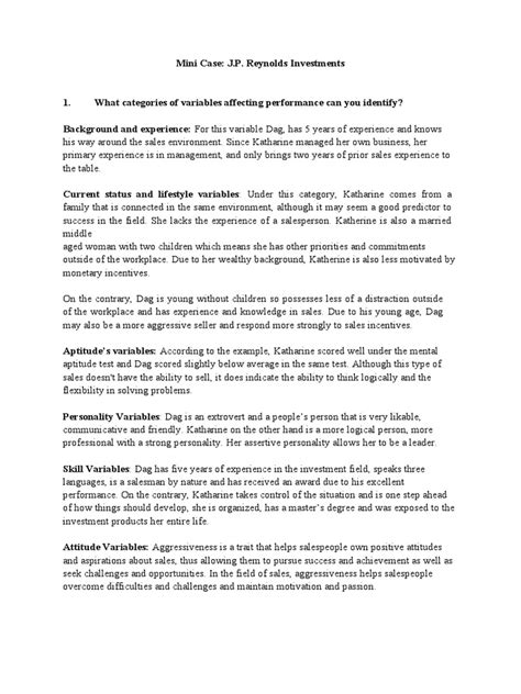 case note pdf sales experience