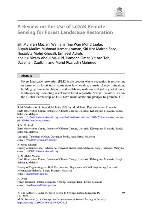 Pdf A Review On The Use Of Lidar Remote Sensing For Forest Landscape Restoration