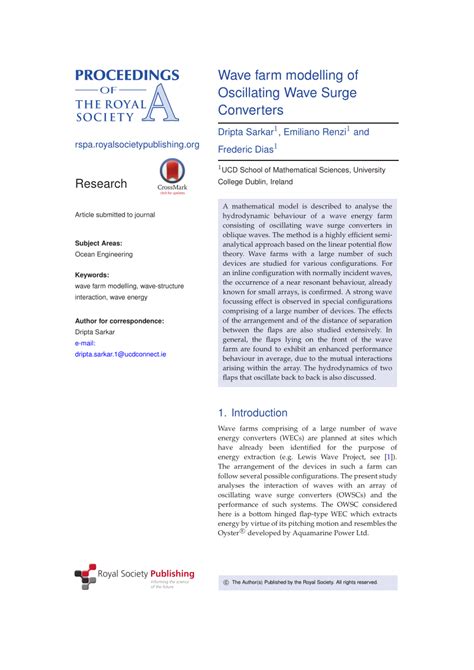 Pdf Wave Farm Modelling Of Oscillating Wave Surge Converters